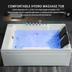 Empava Whirlpool Bathtub Massage Soaking SPA Chromatherapy Jets Tub Model 2021 72JT367