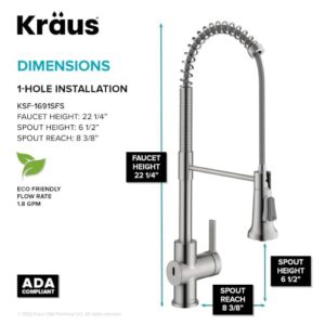 KRAUS Britt Touchless Sensor Commercial Pull-Down Single Handle Kitchen Faucet in Spot Free Stainless Steel, KSF-1691SFS