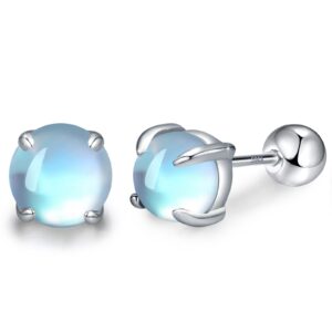 moonstone earrings for women 925 sterling silver moonstone stud earrings round moonstone earrings jewelry gifts for women