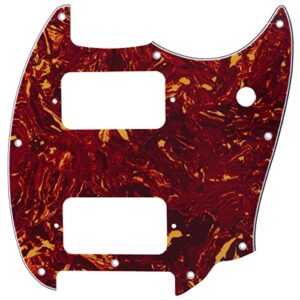 musiclily pro 9 holes round corner hh guitar pickguard 2 humbuckers for squier bullet series mustang electric guitar, 4ply vintage tortoise