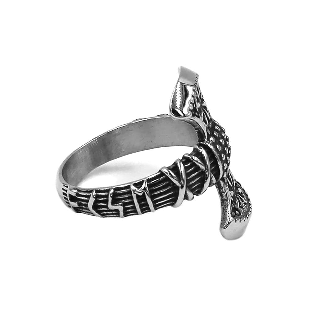 nobrand Norse Viking Rune Axe Ring Stainless Steel Jewelry Odin's Symbol Rune Letter Signet Thor Hammer Celtic Knot Biker Ring (16)