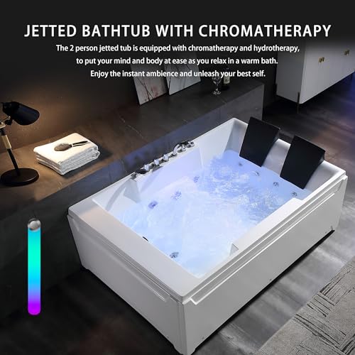 Empava Whirlpool Bathtub Massage Soaking SPA Chromatherapy Jets Tub Model 2021 72JT367