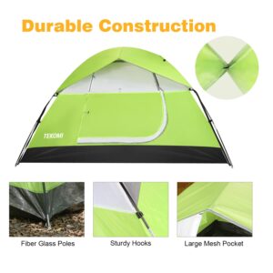 Camping Tent, TEKOMI 4/5 Person Waterproof Family Dome Tent with Removable Rain Fly, Instant Cabin Tent for 60 Seconds Set Up, Advanced Venting Design, Fit Camp Backpacking Hiking Outdoor, Dark Green