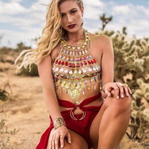 CanB Boho Body Chains Bra Sexy Rhinestone Bikini Bra Body Halter Backless Sequins Chain Charm Summer Beach Bikini Nightclub Chain Body Accessories Jewelry for Women and Girls