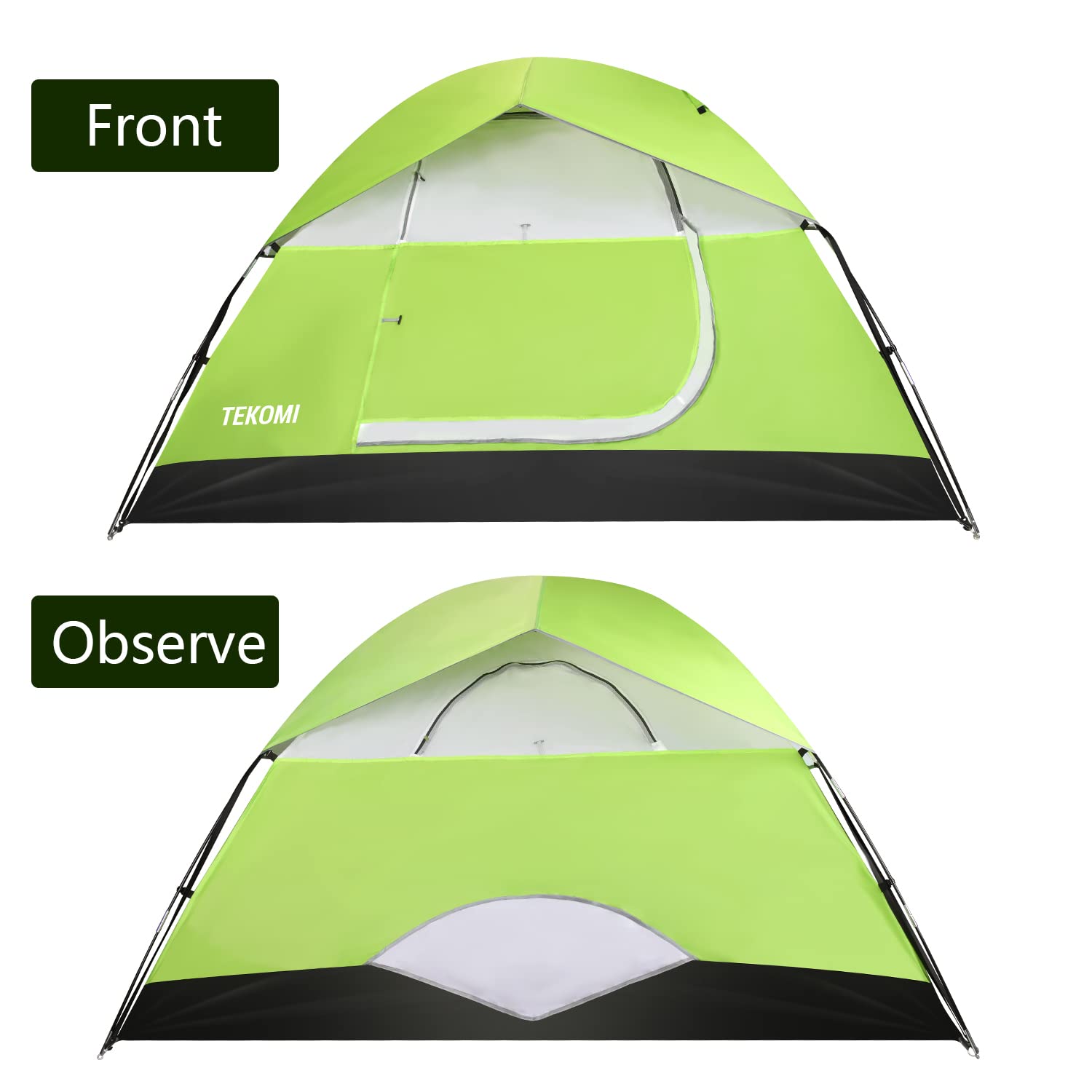 Camping Tent, TEKOMI 4/5 Person Waterproof Family Dome Tent with Removable Rain Fly, Instant Cabin Tent for 60 Seconds Set Up, Advanced Venting Design, Fit Camp Backpacking Hiking Outdoor, Dark Green