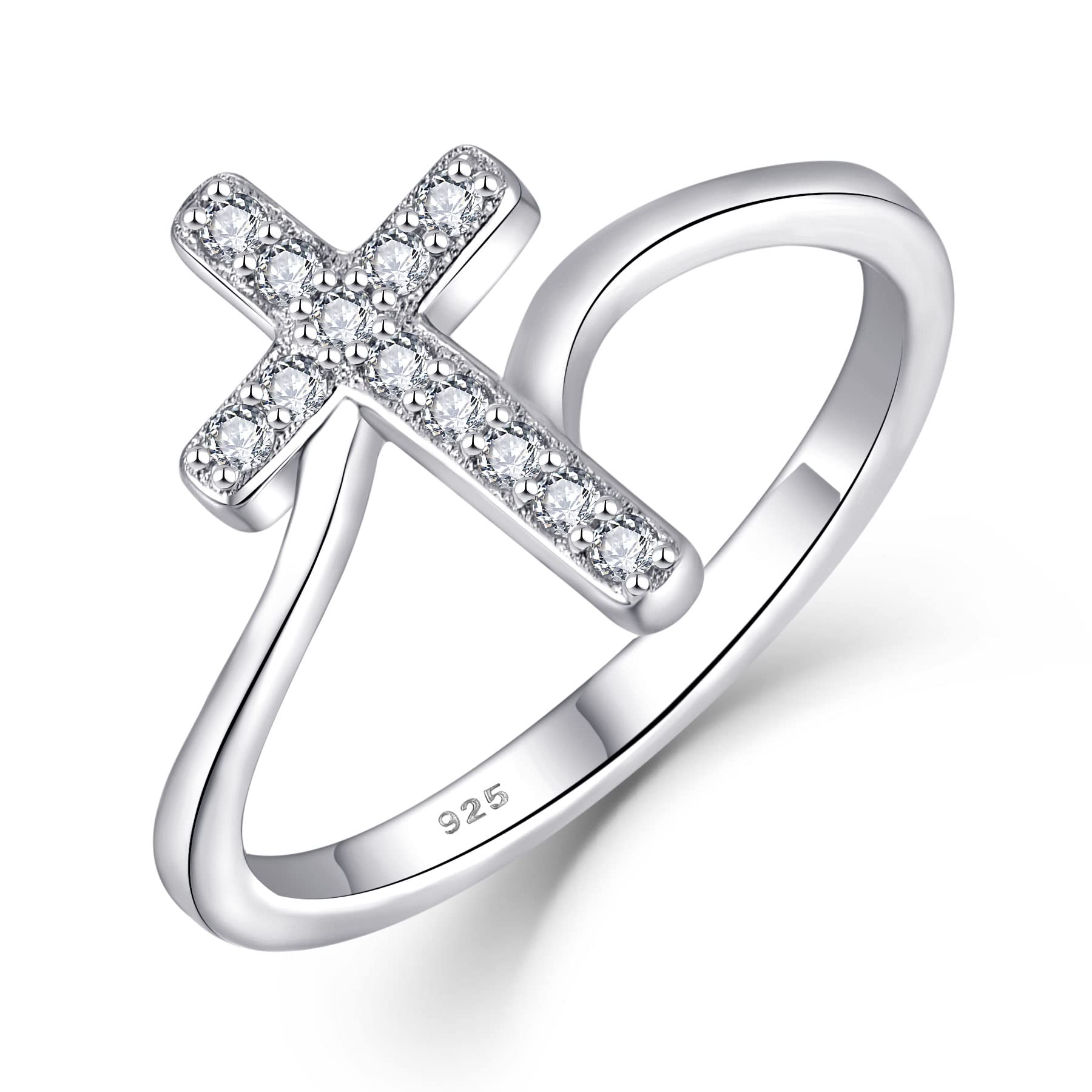 STARCHENIE 925 Sterling Silver Cross Ring for Women Size 6