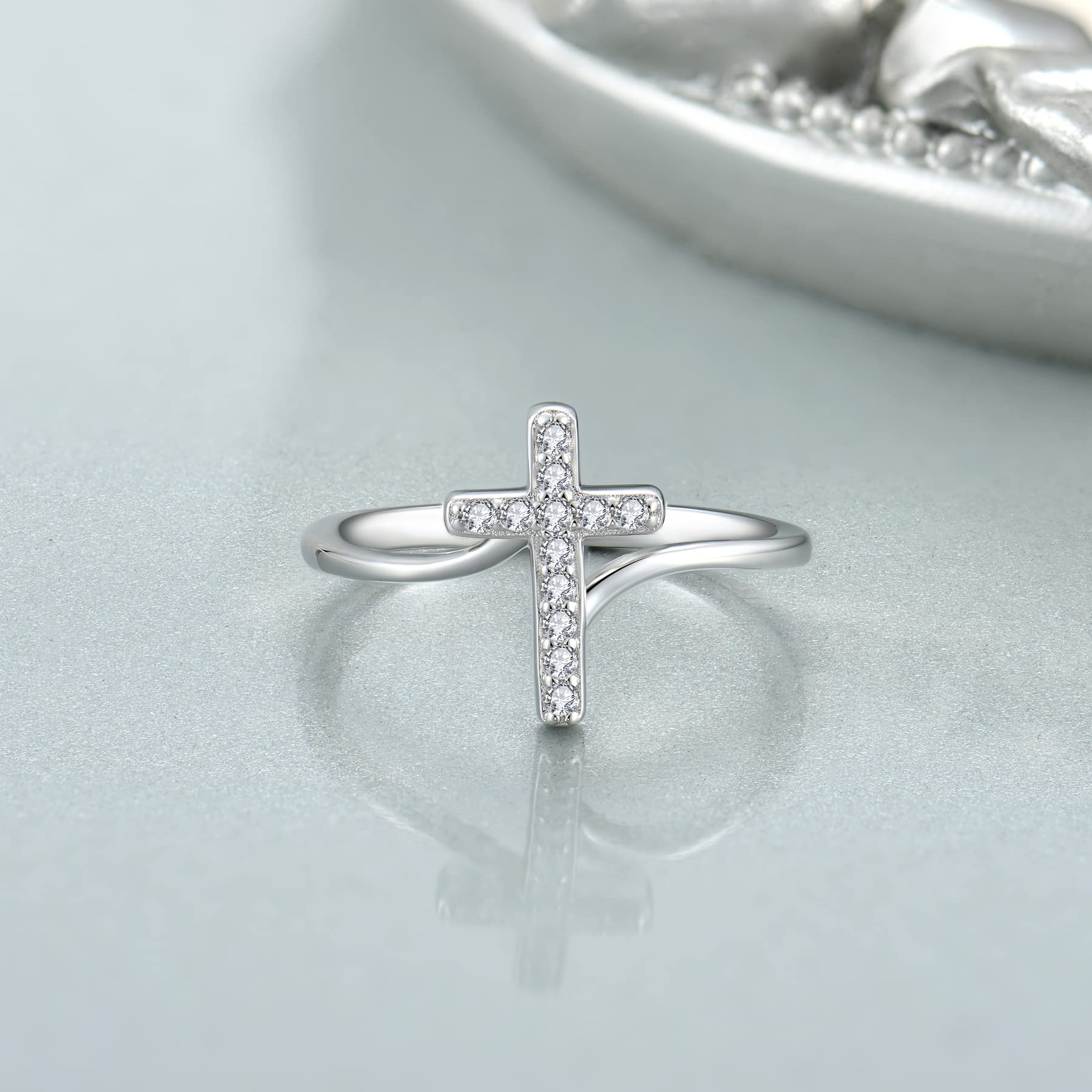 STARCHENIE 925 Sterling Silver Cross Ring for Women Size 6