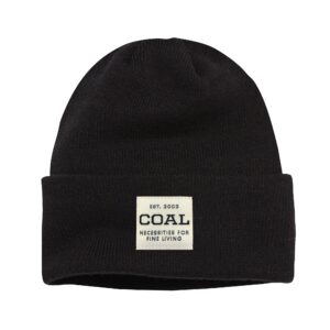 coal uniform mid-length knit cuff beanie | unisex mens womens hat, black