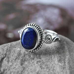 Shop LC Handmade Blue Lapis Lazuli Solitaire Ring for Women Jewelry 925 Sterling Silver Size 6 Ct 2.5 Birthday Gifts for Women