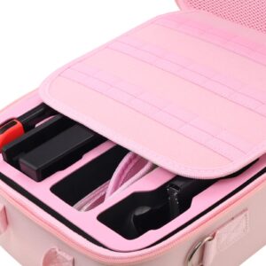 Portable Hard Shell Nintendo Switch Case,Pink Cute Cat Paw Deluxe Storage Shoulder Bag Compatible with Nintendo Switch for Console, Dock, Pro Controller, Joy-Con grip, Pokeball Plus & Accessories.