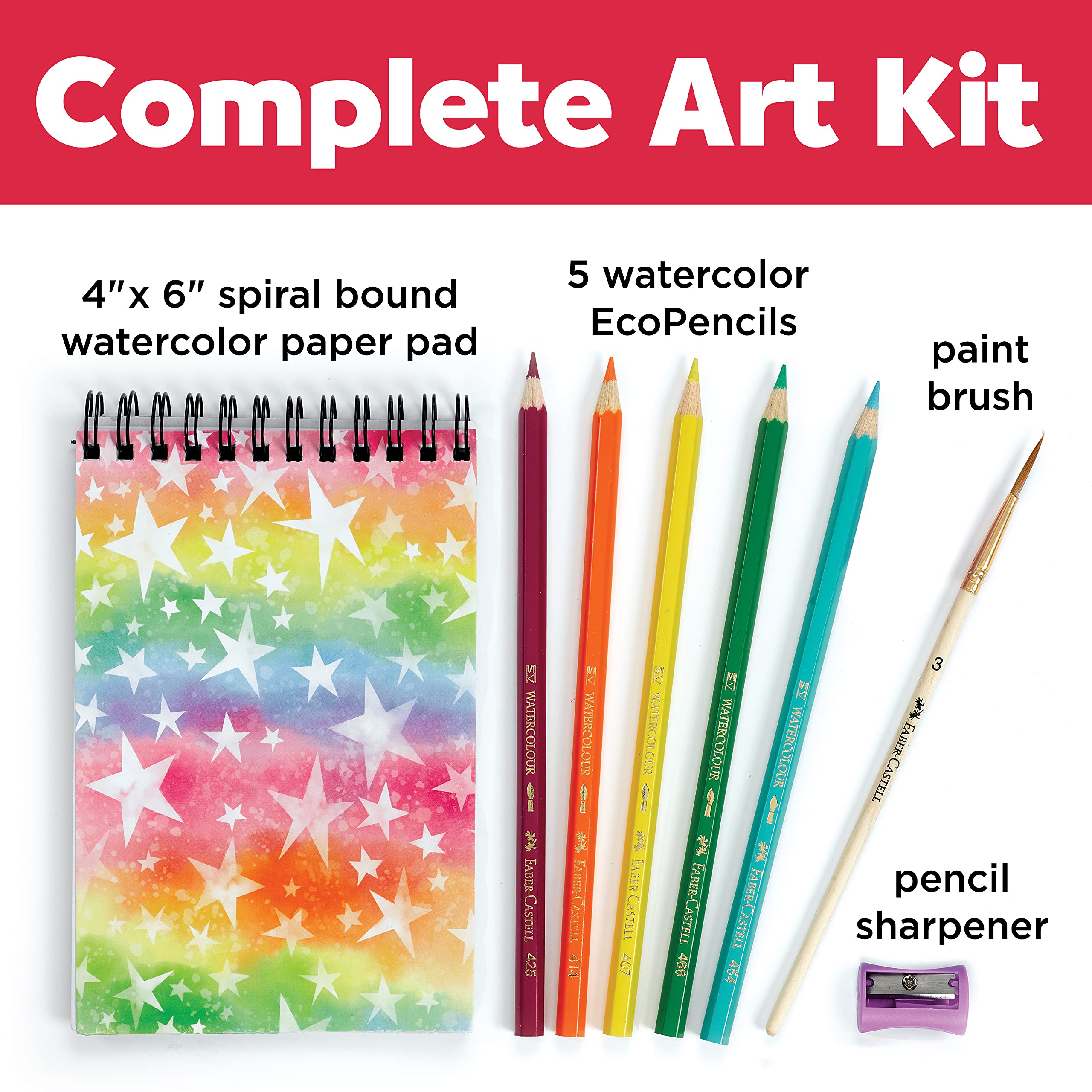 Faber-Castell How to Rainbow Watercolor Pencils Set - Kids Painting Kits, Art Kit for Kids 6-8+