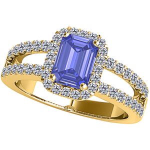 aonejewelry sapphire gemstone engagement rings for women |10k yellow gold 2.1 carat blue color round cut prong setting genuine diamond wedding jewelry collection