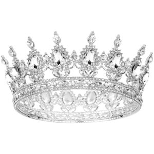 cocide silver crown for women crystal wedding tiara and crowns for girls rhinestones queen headband princess hair accessories for big kids party bridal birthday prom costume cosplay