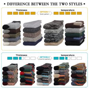 Heatuff Mens Thick Wool Socks Thermal Warm Winter Crew Socks 5 Pairs Multicolors