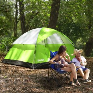 Camping Tent, TEKOMI 4/5 Person Waterproof Family Dome Tent with Removable Rain Fly, Instant Cabin Tent for 60 Seconds Set Up, Advanced Venting Design, Fit Camp Backpacking Hiking Outdoor, Dark Green