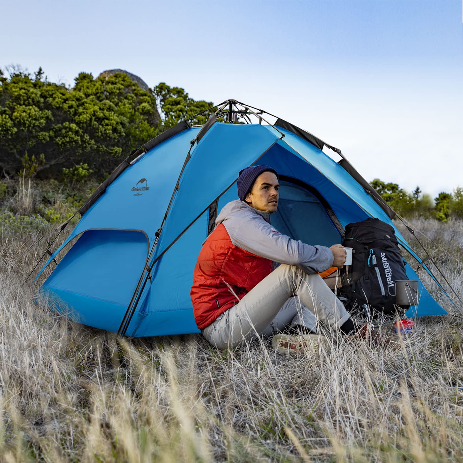 Naturehike Camping Tent, 3-4 Person Pop Up Tent for Camping, Easy Set up Instant Tent for Camping, 3 Person 4 Person Camping Tent