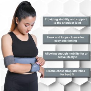 Wonder Care Grey shoulder immobilizer – arm immobilizer | breathable brace elbow | immobilizer shoulder for broken fractured arms (Size-7(58"-62"))