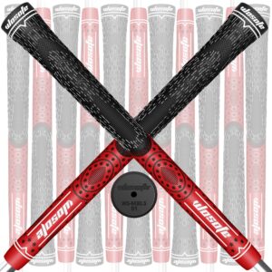 wosofe golf grips 13 pack cord rubber compound material hybrid golf club grips standard midsize options of 4 colors all weather performance (red, midsize)