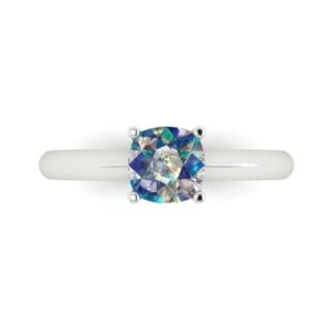 clara pucci 1.0 ct cushion cut solitaire blue moissanite ideal engagement bridal promise anniversary designer ring 18k white gold sz 3.75