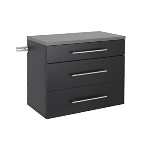 prepac hangups 3-drawer base storage cabinet, black