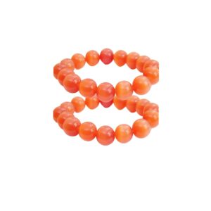 colorful bling carnelian crystal 12mm bracelet natural carnelian gemstone bracelet orange natural powerful selenite bracelet jewelry for women - 2 pcs