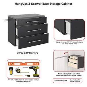 Prepac HangUps 3-Drawer Base Storage Cabinet, Black