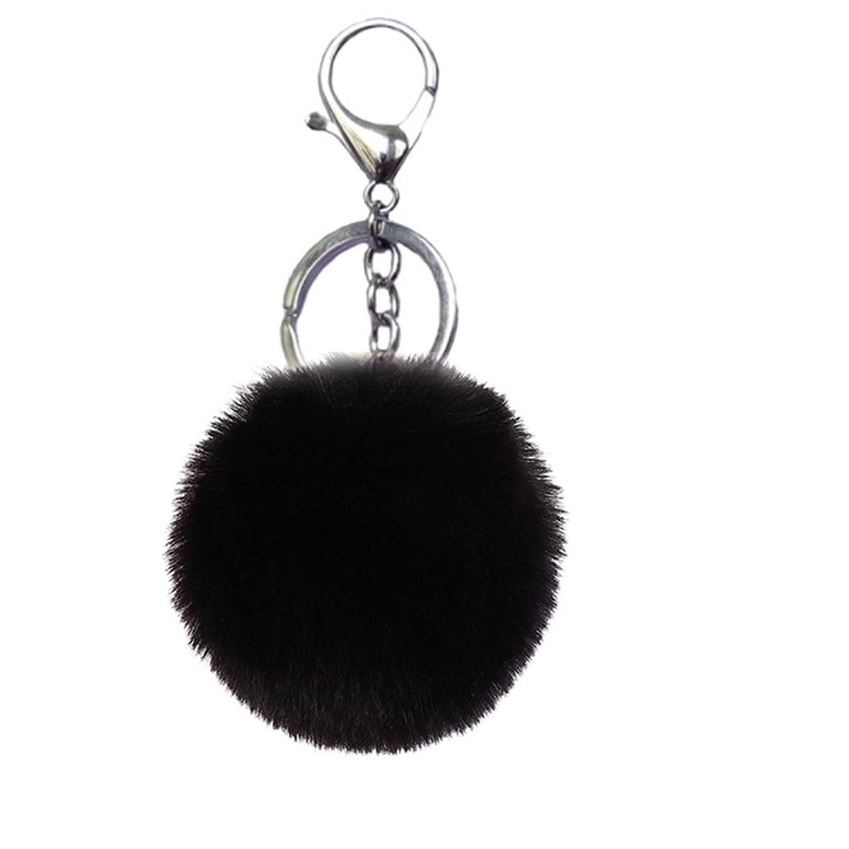 Unpafcxddyig Pom Pom Keychain Artificial Fur Ball Keychains Fluffy Tote Pendant Car Bag Charm,black