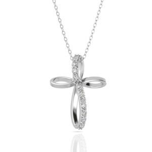 verozi 925 sterling silver infinity cross necklace for women, cubic zirconia aaaaa pendant necklaces, fine jewelry gifts for women, 18'' chain