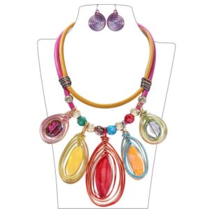 barode african statement choker necklaces colorful chunky bib collar necklace ethnic indian tribal jewelry set for women (a)