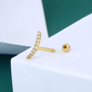 COCHARM 14k Solid Gold Helix Earrings Sud 16g Yellow Gold Climb Cartilage Earring Stud Real Gold 16 Gauge Helix Piercing Jewelry for Women