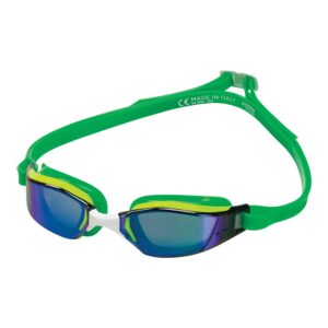 MP Michael Phelps XCEED Competetive Swimming Goggles - Made in Italy - Unisex Adult Goggles for Men and Women | Green Mirrored, Yellow & Green, EP1310703LMV