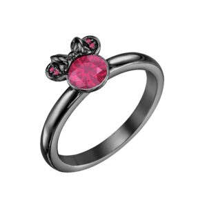 dazzlingjewelrycollection round cut ruby 14k black gold plated disneyland minnie mouse engagement ring finger for women's (7)