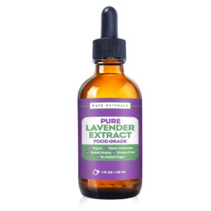 kate naturals lavender extract for baking, drinks, coffee, lattes. food grade lavender oil for flavoring & cooking (1oz, sugar free)