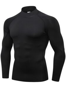 men's compression shirts long sleeve athletic workout tops gym undershirts active sports baselayers black medium