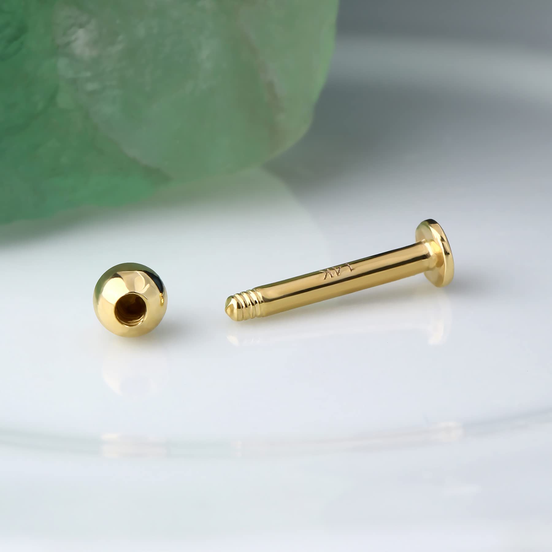 COCHARM 14K Solid Gold Lip Labret Studs 16g Yellow Gold Labret Rings Real Gold Lip Labret Piercing14k Gold 8mm Labret Jewelry