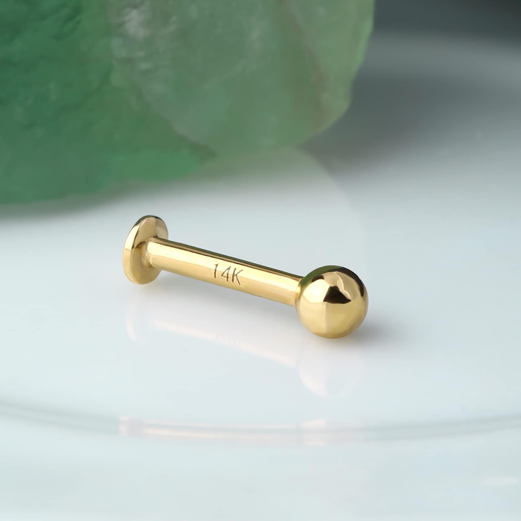 COCHARM 14K Solid Gold Lip Labret Studs 16g Yellow Gold Labret Rings Real Gold Lip Labret Piercing14k Gold 8mm Labret Jewelry