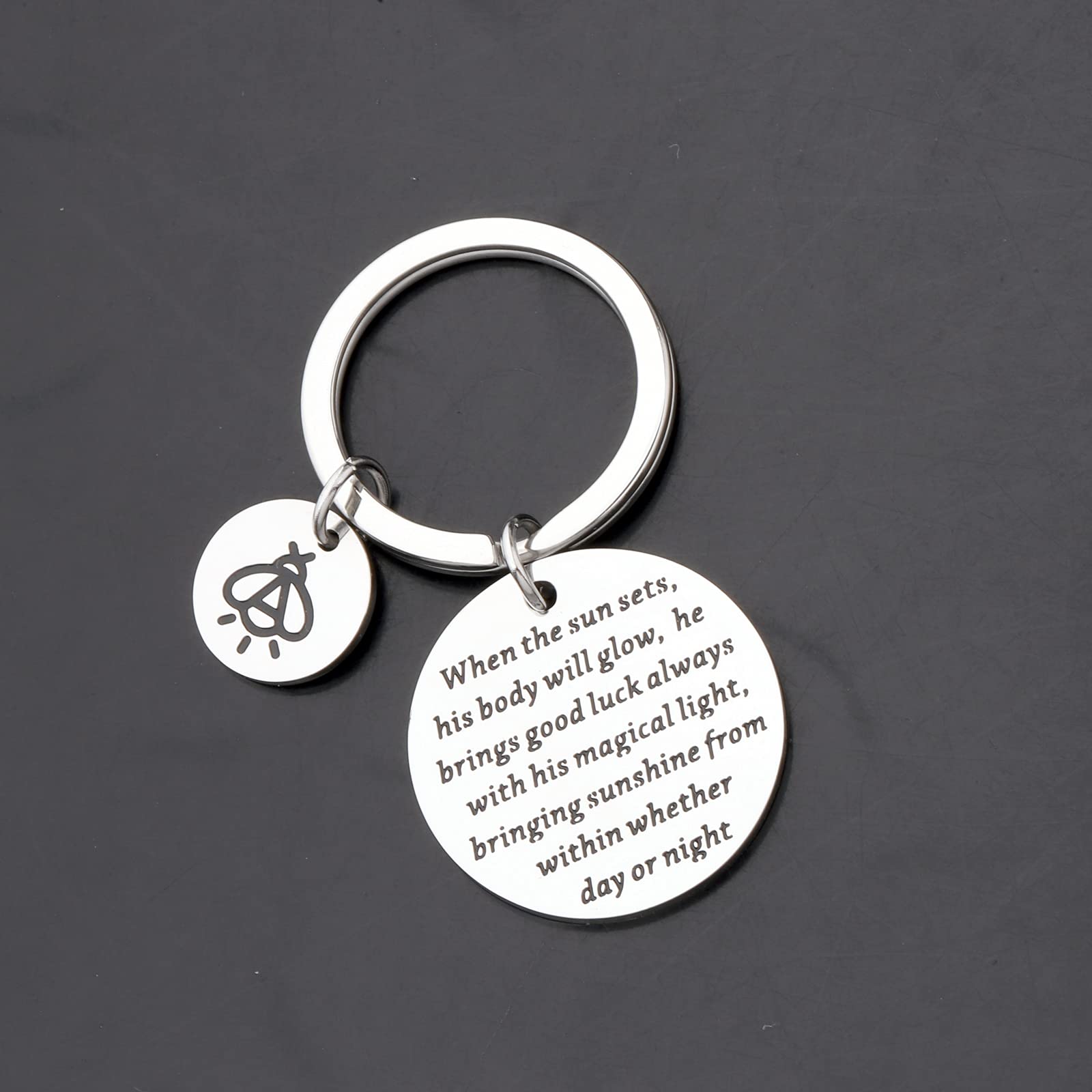 TIIMG Firefly Charm Keychain Firefly Lover Gift Inspirational Gifts Firelfly Good Luck Gift (When the sun sets)