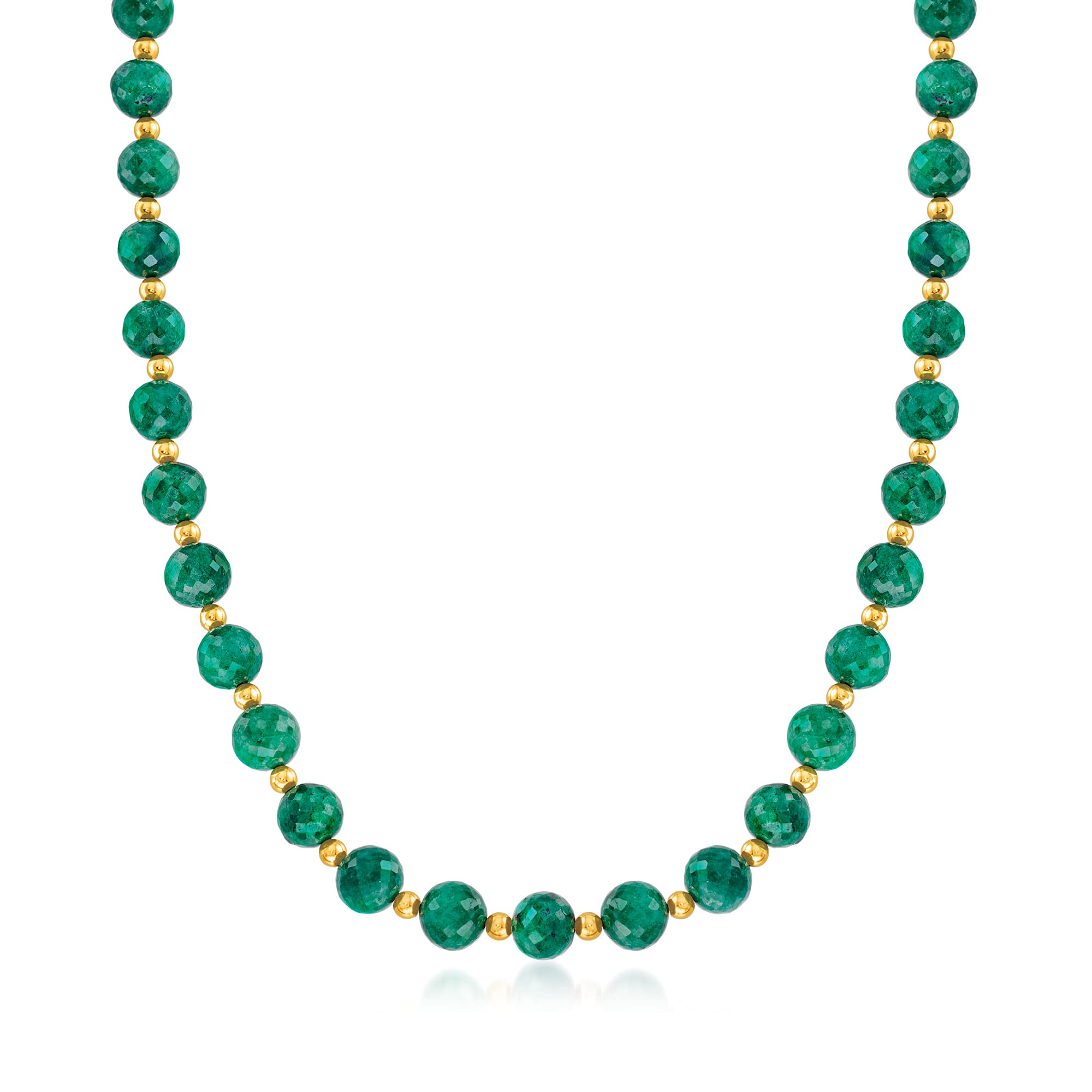 Ross-Simons 235.00 ct. t.w. Emerald Bead Necklace in 14kt Yellow Gold. 20 inches