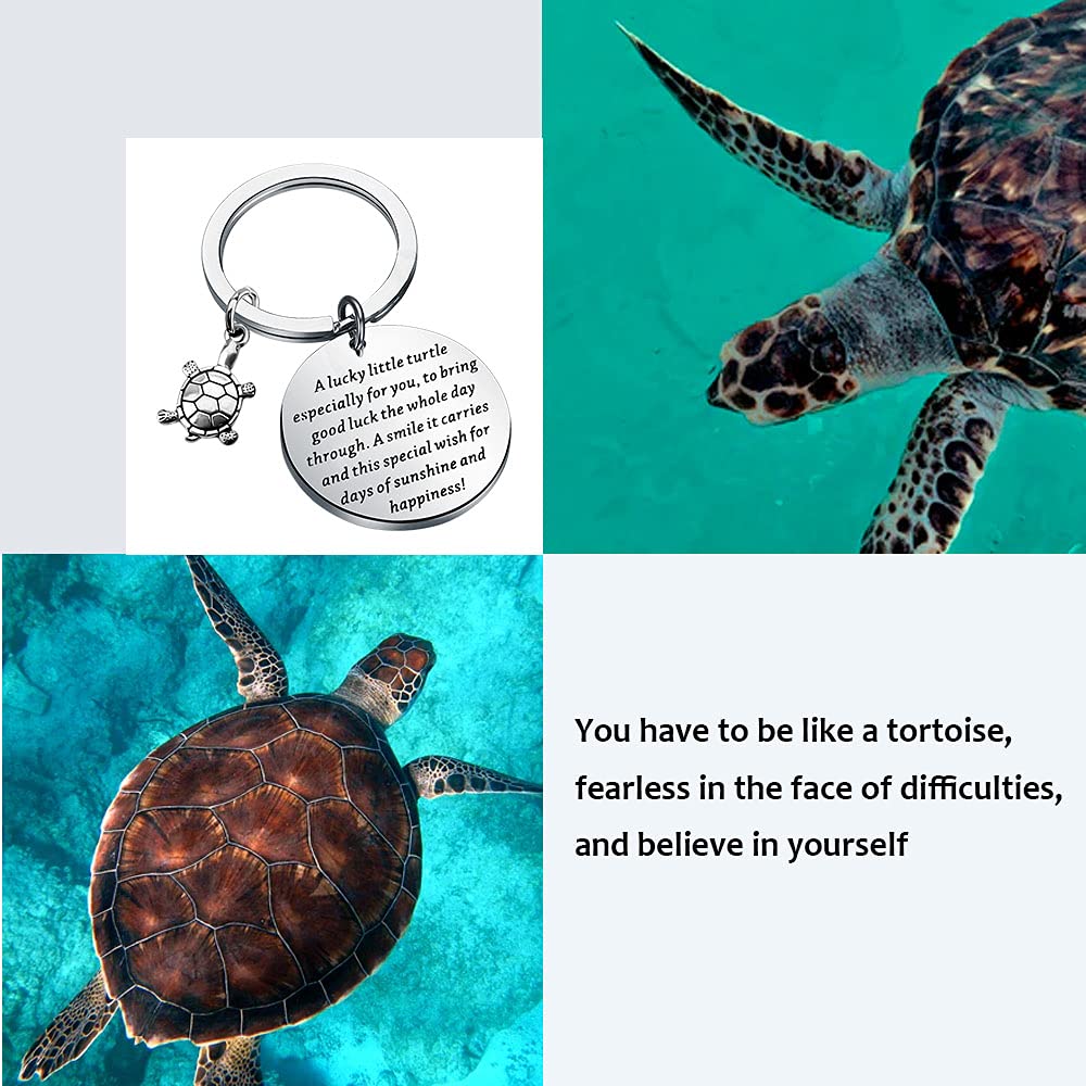 Sea Turtle Keychain Turtle Lovers Gifts for Women Lucky Turtle Jewelry Going Away Gifts for Friends (A lucky little turtle)