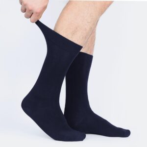 Bamboo Rayon Dress Socks for Men, 4 Pair Comfortable Crew Men Socks, Seamless Stretchy Casual Sports Socks, Navy(4 Pairs),10-13