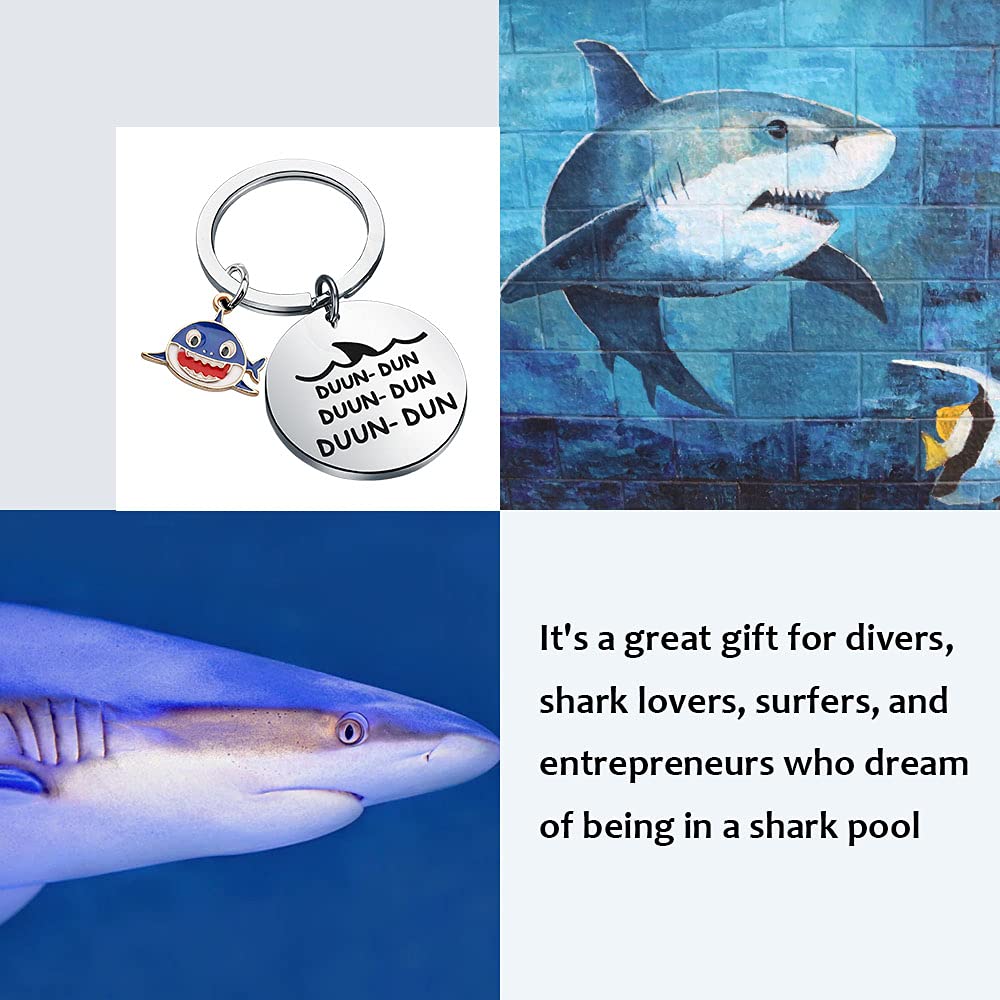 TIIMG Shark Jewelry Shark Keychain Charm Shark Gifts for Shark Lovers Cool Animal Gift (DUUN DUN)