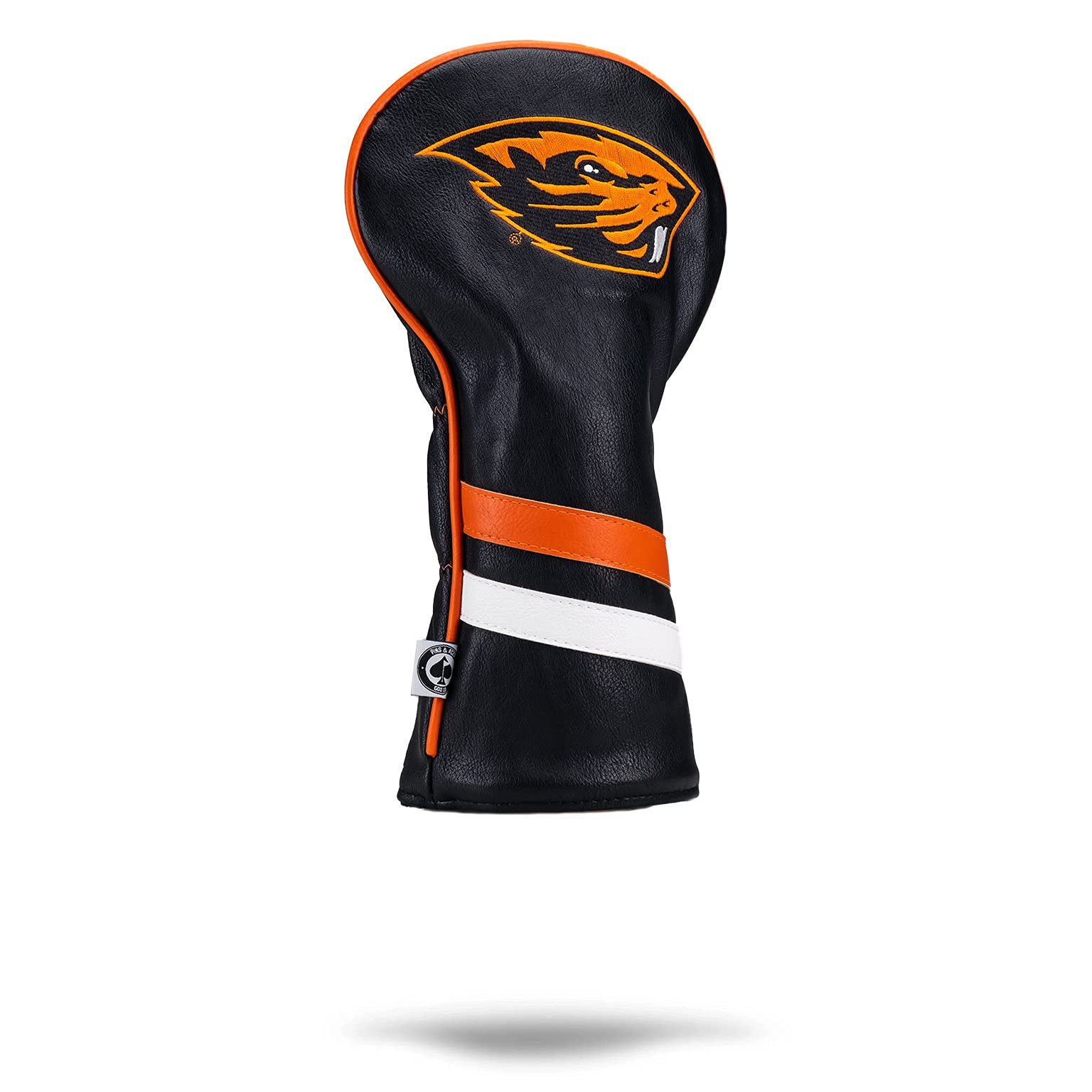 Pins & Aces Oregon State University Beavers Head Cover - Premium, Leather, Headcover - NCAA Officially Licensed, Tour Quality Golf Club Cover - Style & Customize Your Golf Bag (Driver)