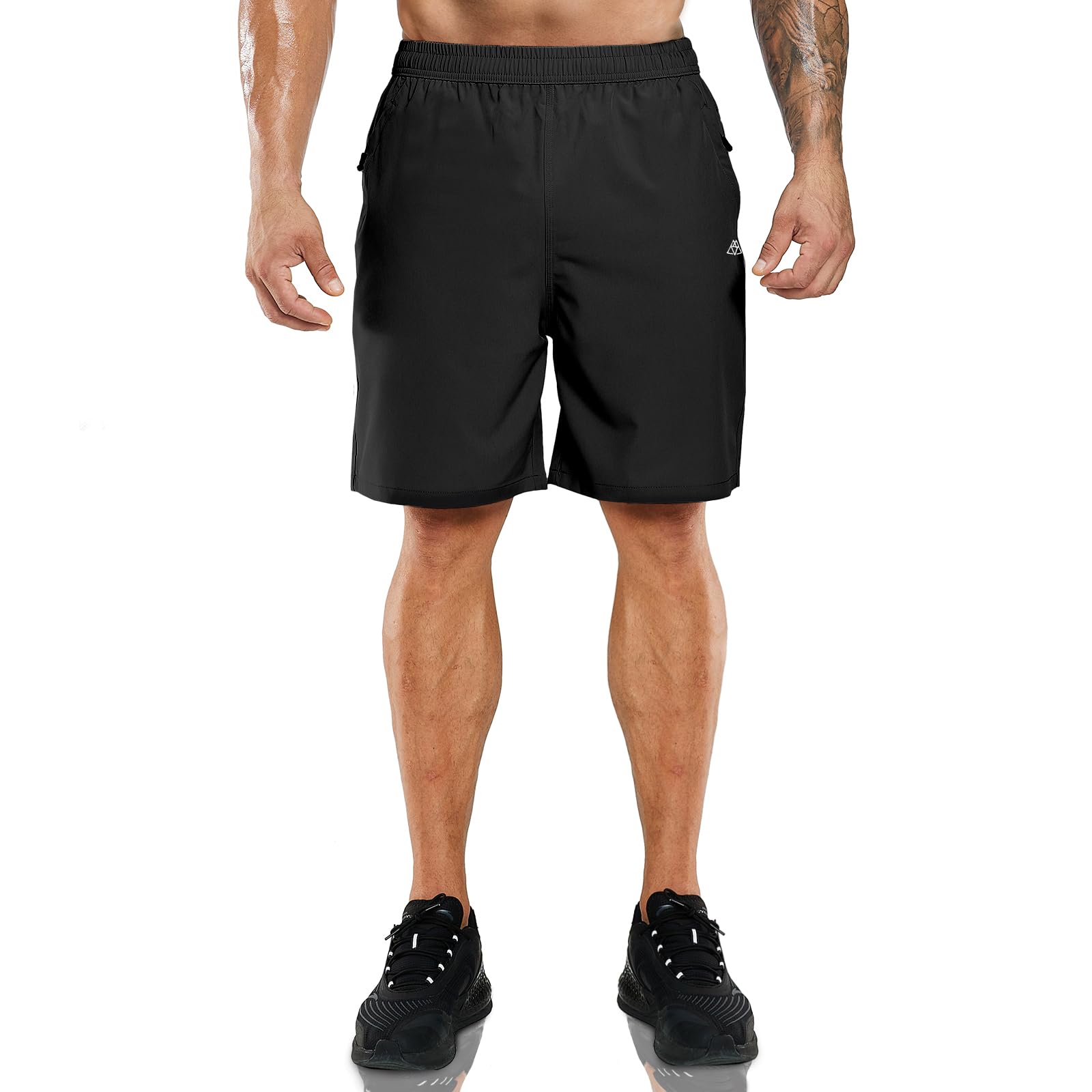 Haimont Mens Black Athletic Shorts Quick Dry Running Shorts with Zipper Pocket Lightweight Workout Linerless L