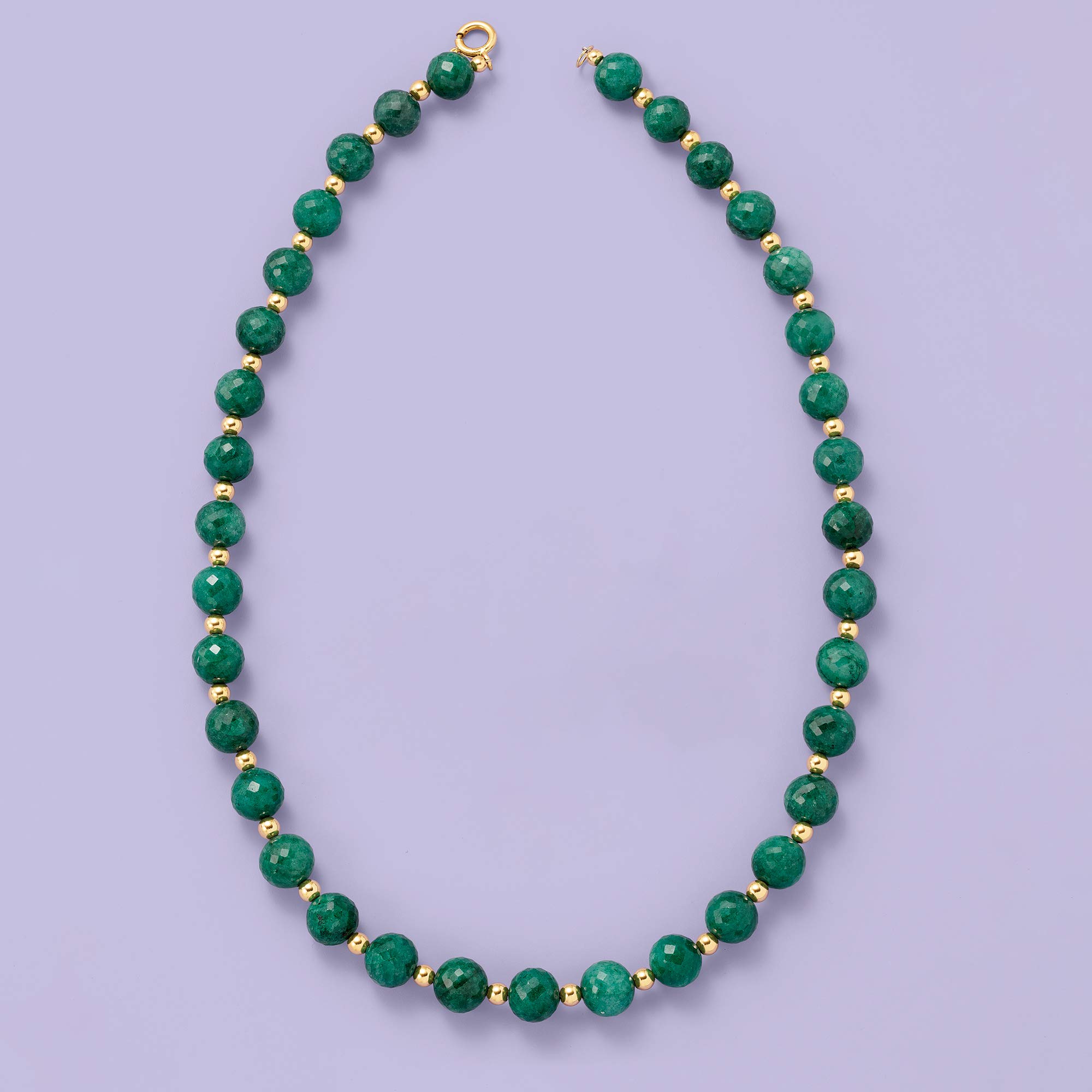 Ross-Simons 235.00 ct. t.w. Emerald Bead Necklace in 14kt Yellow Gold. 20 inches