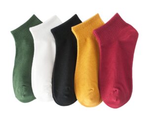 joylife solid color ankle socks colorful low cut socks for women, lady, girls, 5 pack