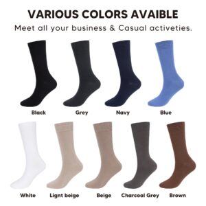 Bamboo Rayon Dress Socks for Men, 4 Pair Comfortable Crew Men Socks, Seamless Stretchy Casual Sports Socks, Navy(4 Pairs),10-13