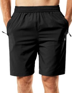 haimont mens black athletic shorts quick dry running shorts with zipper pocket lightweight workout linerless l