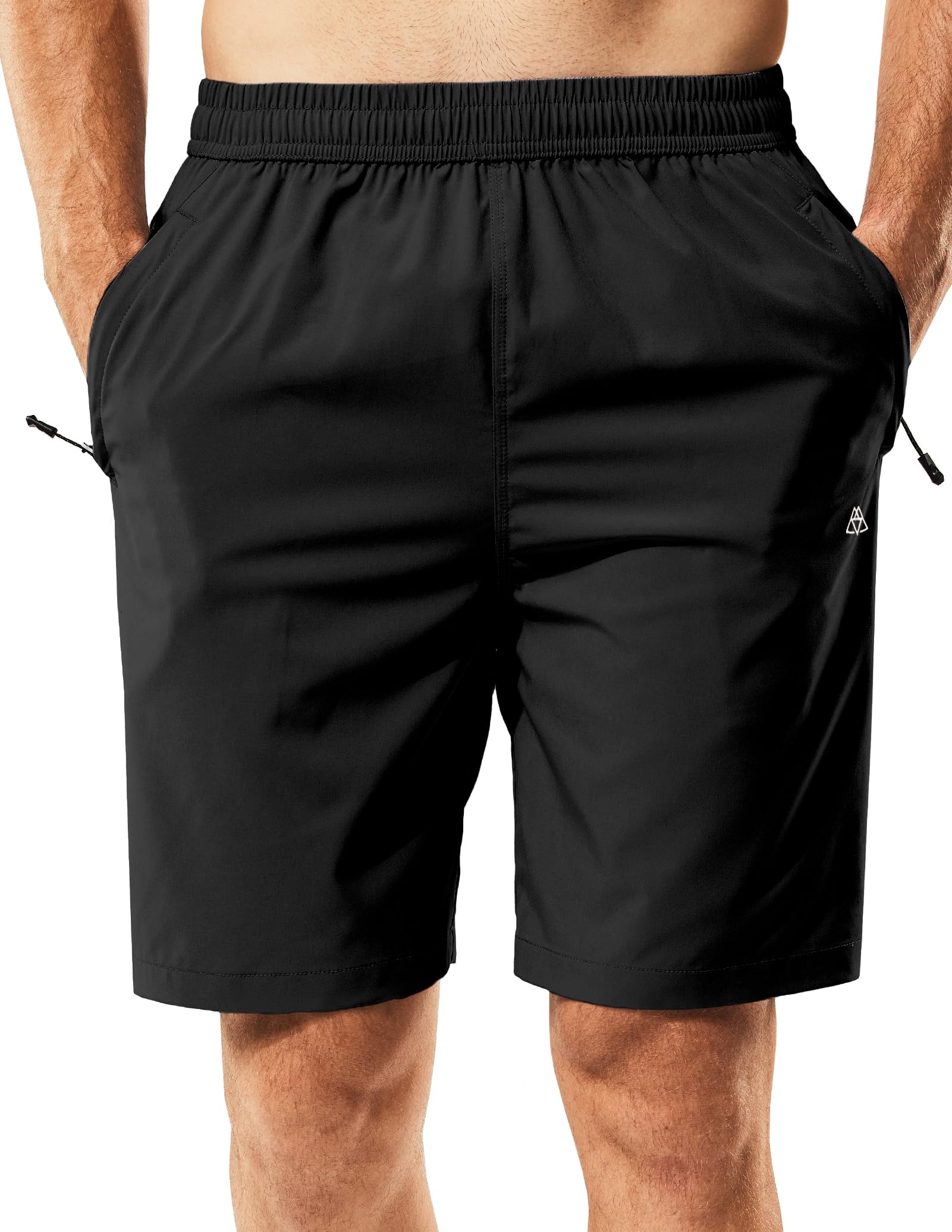 Haimont Mens Black Athletic Shorts Quick Dry Running Shorts with Zipper Pocket Lightweight Workout Linerless L