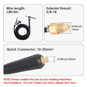 Hynade Lift TIG Torch Air Cooled Argon Welding Torch 150A TIG17 with valve 10-25 plug. (Lift TIG17 Valve)