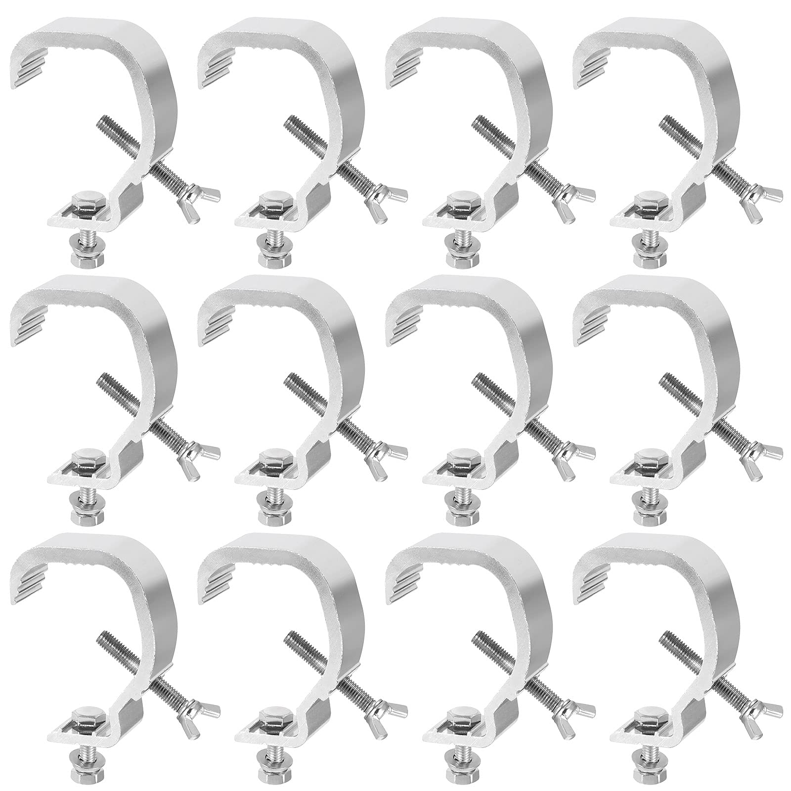 MUKLEI 12 Pack Truss Clamp, Stage Light Clamp, Stage Light Clamp Hook for Dj Lighting Spot Lights Par Lights, Fits for 2-2.16 Inch Od Pipe, 132 Lbs Capacity